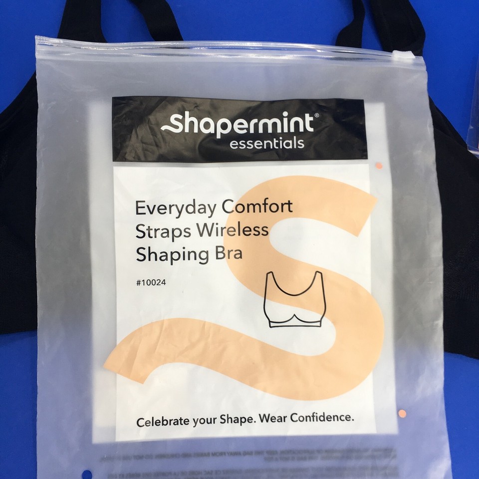 Shapermint Shaping Bra Medium Black Everyday Comfort Straps Wireless ...