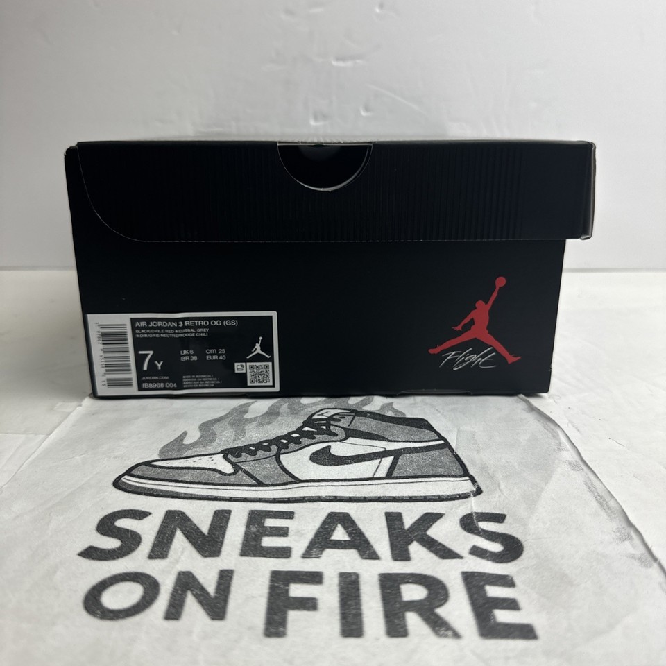Air Jordan 3 Retro "Rare Air" Blk/Chil Rd-Neutral Gry (IB8968 004) New ...