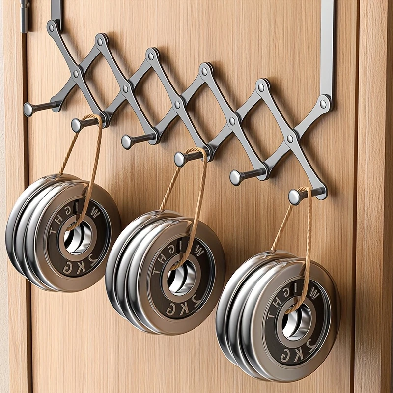 Retractable Over The Door Hook Rack - 6-Hook Expandable Hanger-Space ...