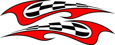 checkered flag & flame racing vinyl graphics decal sticker set #3- 5" x ...