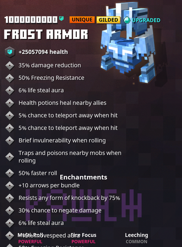 Minecraft Dungeons -Frost Armor Unique Gilded (Xbox)(PS4)(Switch)(PC ...