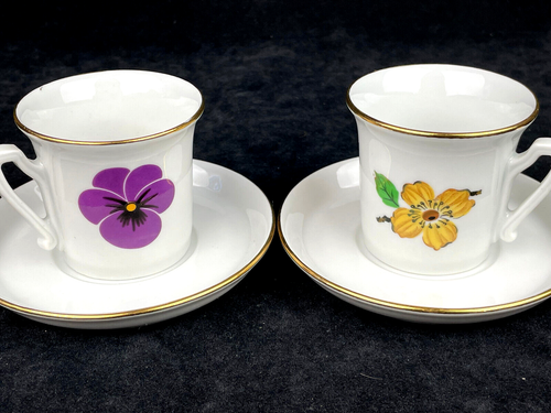 Italian ipa Pair (2) Sets Demitasse Espresso Cups & Saucers Floral ...