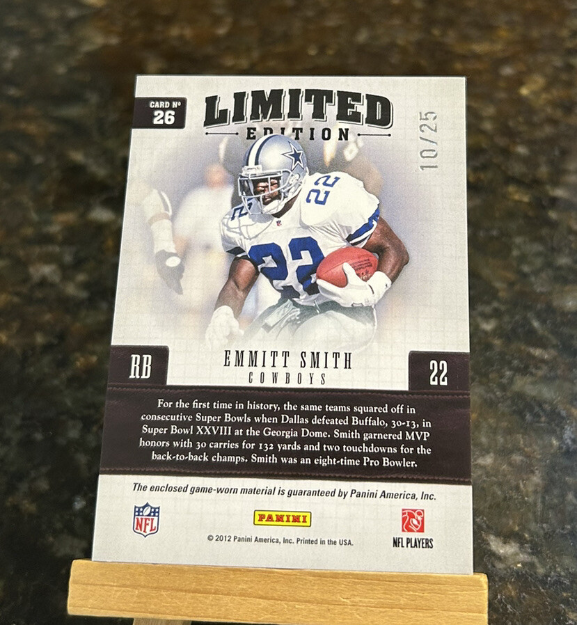 2012 Panini Playbook Limited Edition Emmitt Smith Game Used Jersey ...