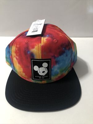 Disney Mickey Mouse x Neff Unisex Adjustable Flatbill Snapback Hat Tye ...