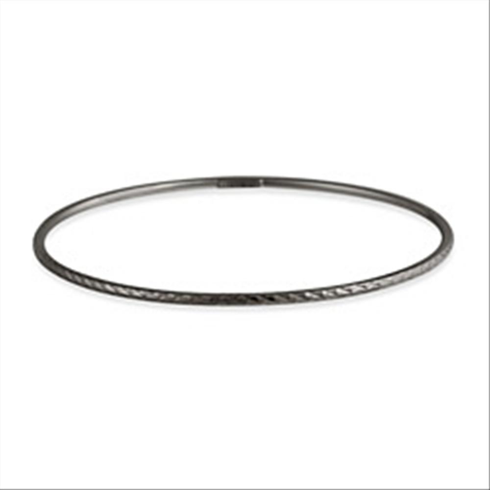 Black Rhodium Overlay 925 Silver 2mm Bangle Bracelet | eBay