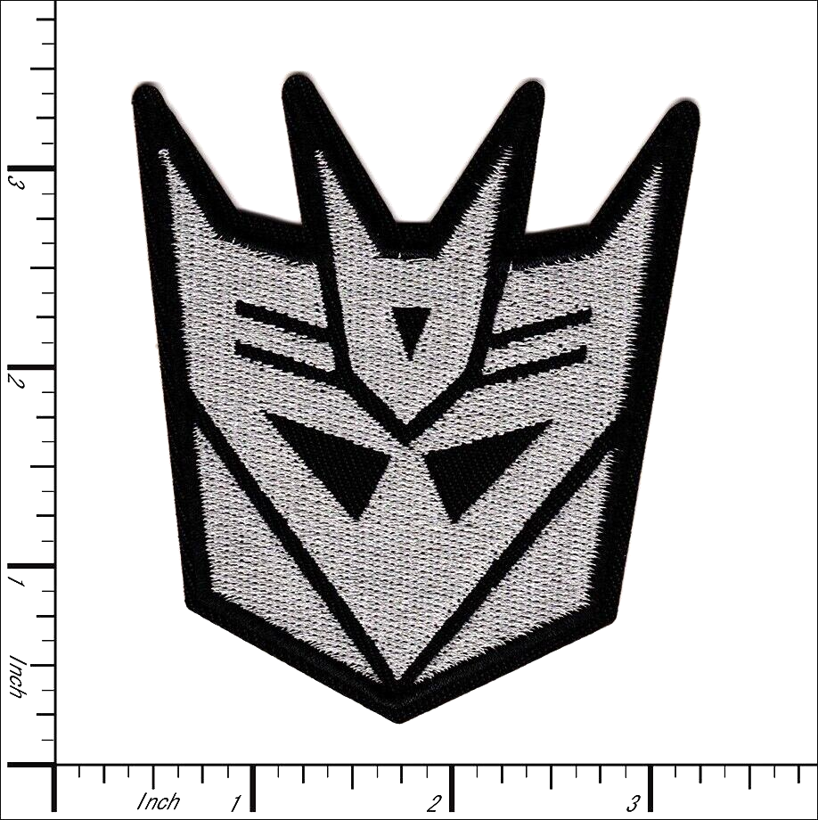 Transformers Silver Decepticon Logo Embroidered Iron-On Patch | eBay