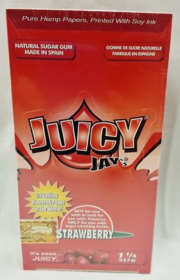 1 Box 24 Packs of Juicy Jay Strawberry 1 1/4 24 Per Pack With Free ...