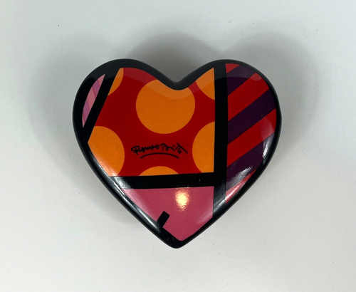Romero Britto Heart Shaped Ceramic Paperweight | eBay