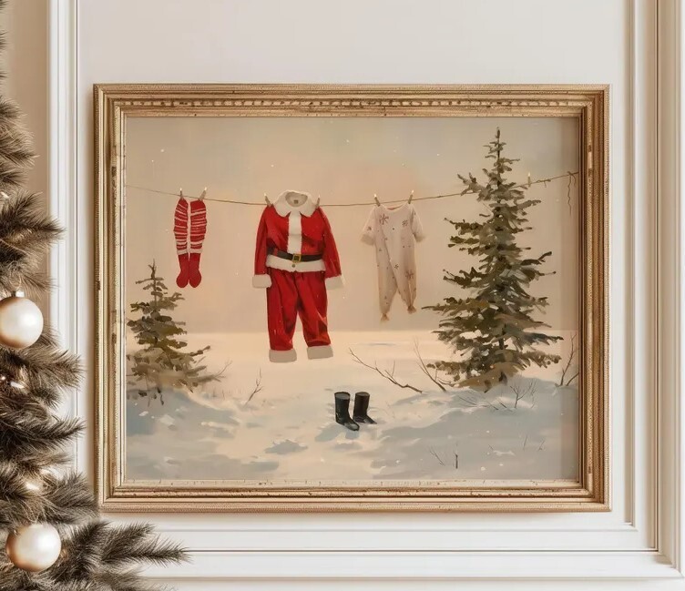 Laundry Room Decor | Santa's Clothes Art Print | Wall Art | Holiday ...