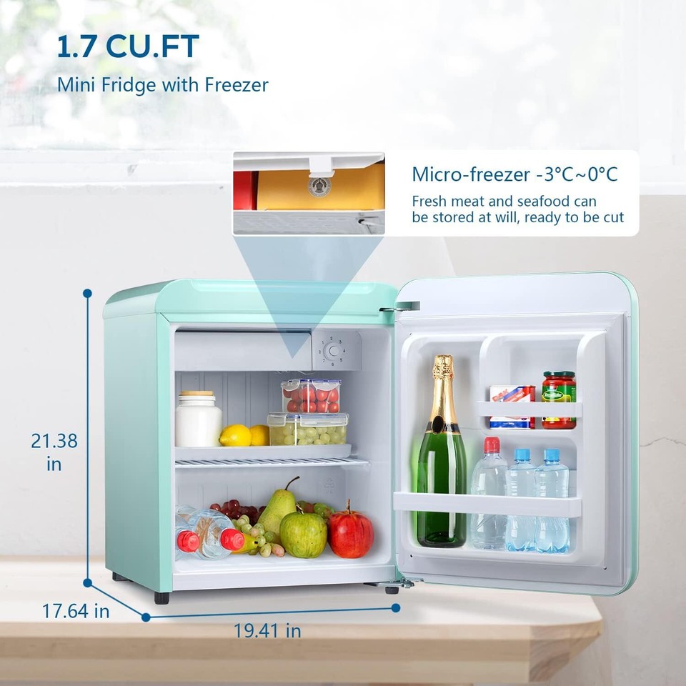 1.7 Cu. Ft Mini Fridge with Freezer, Low Noise, 48L compact ...