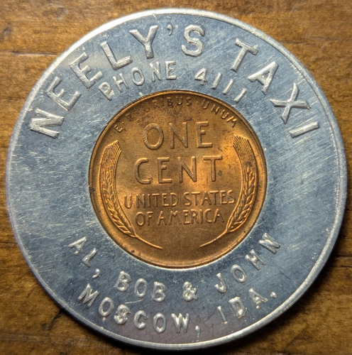 1948 Moscow, Idaho ID Neely's Taxi Transportation Encased Cent Penny ...