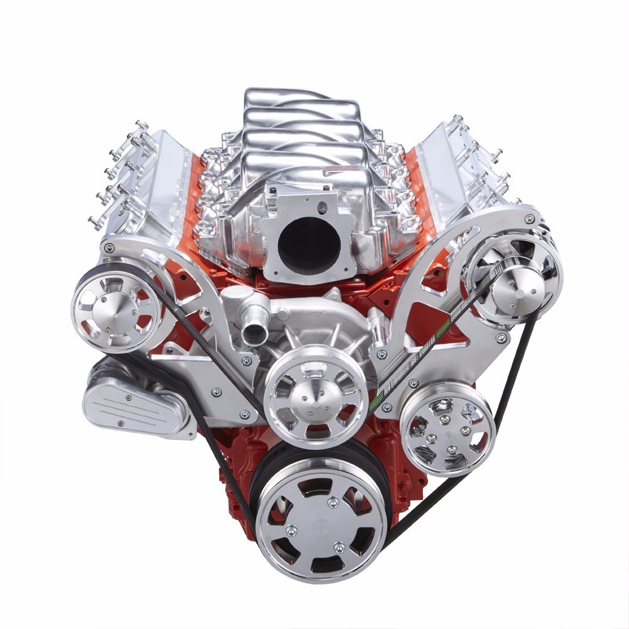 Polished Chevy LS Serpentine Kit Alternator & Power Steering - LS1 LS2 ...