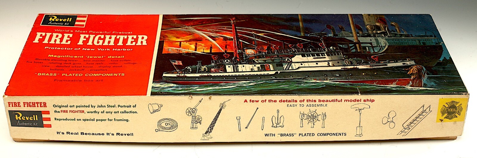 VINTAGE REVELL MODEL KIT FIRE FIGHTER BOAT NYC H-389 :498 1962 RARE ...