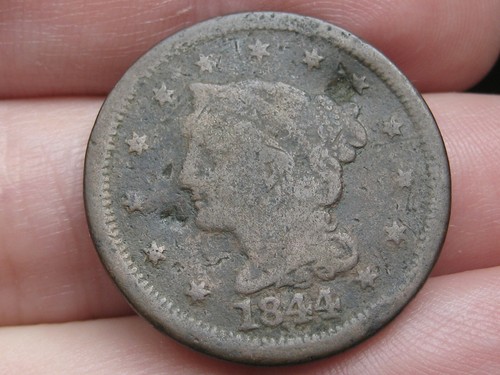 1844 Braided Hair Large Cent Penny- Good/VG Details | eBay
