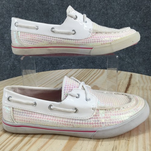Disney Liv And Maddie Shoes Youth 5 Girls Sequined Two Eye Boat White ...
