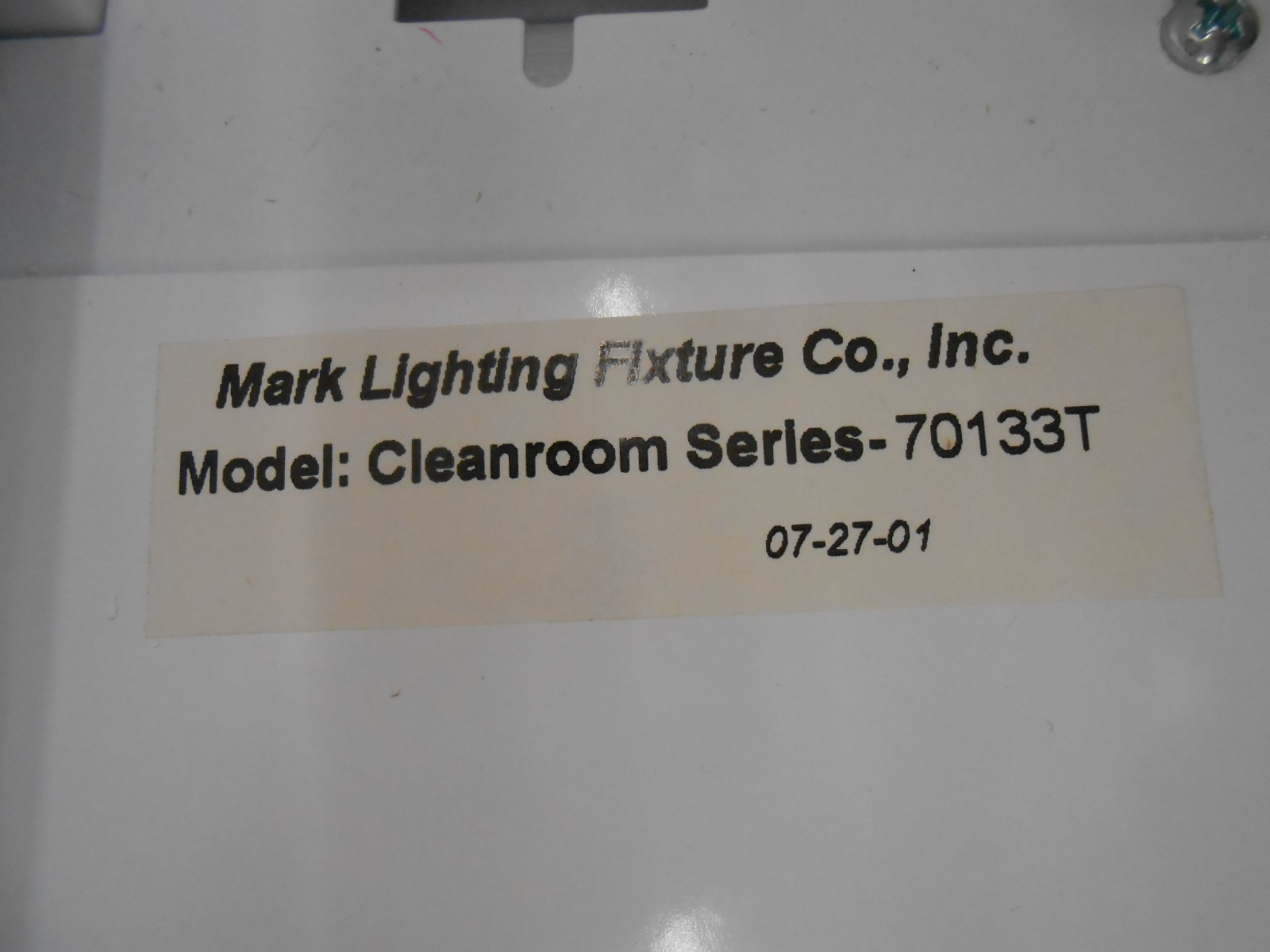 MARK LIGHTING FIXTURE CO. MODEL: CLEANROOM SERIES - 70133T | eBay