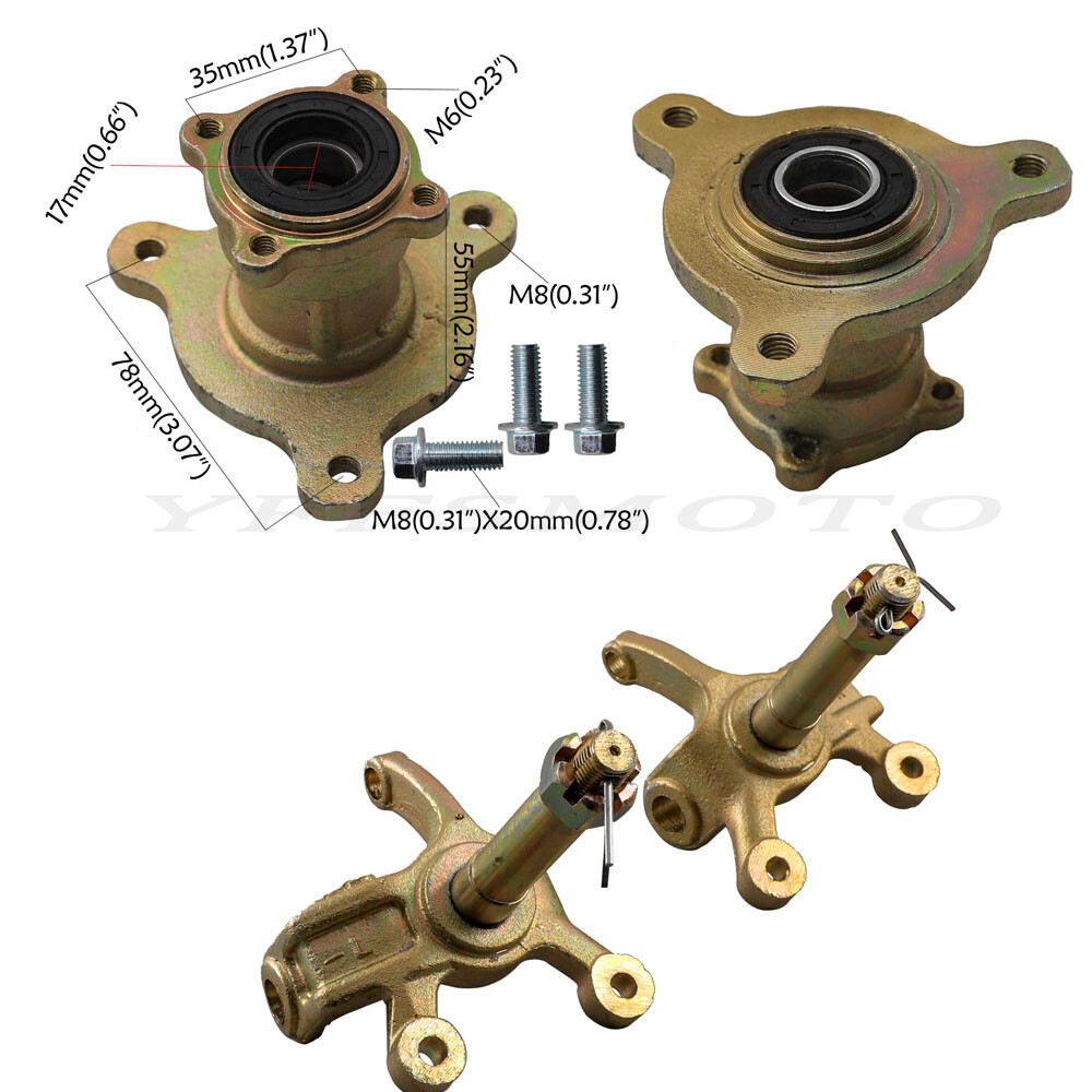 3/4 Stud Front Rear Wheel Hubs Steering Spindle Knuckle for ATV UTV ...