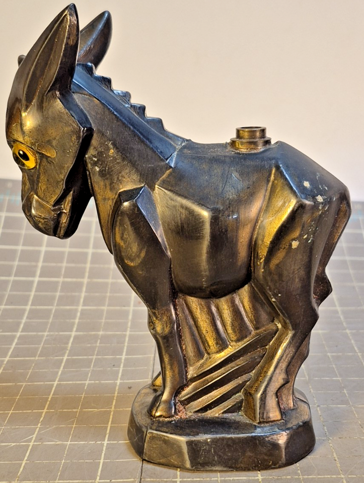 Vtg Metal Deco Mule Donkey Part w/ Glass Eye -Strike Lighter Lamp What ...