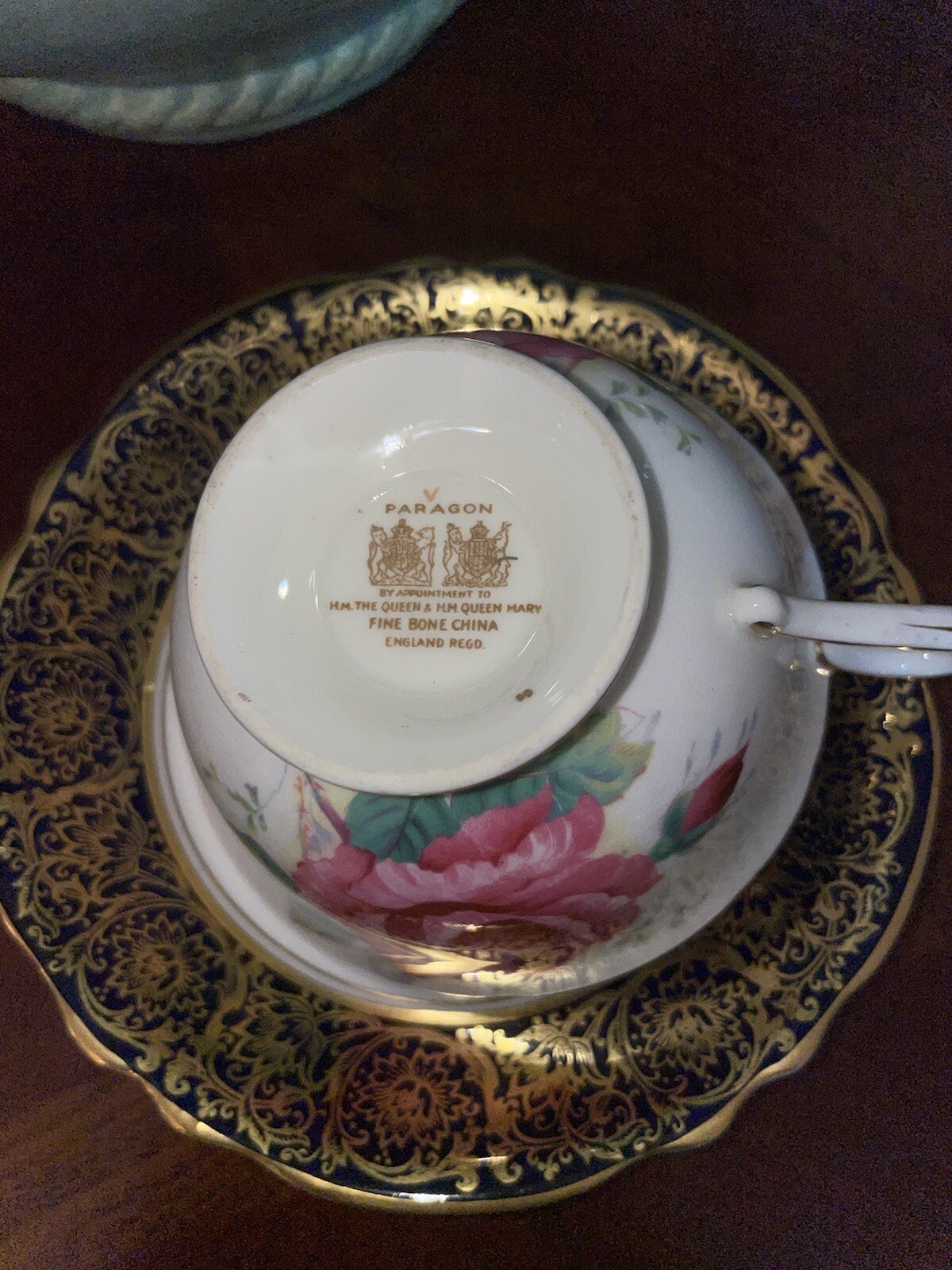 PARAGON DOUBLE WARRANT CABBAGE 4 ROSES COBALT BLUE/GOLD TEA CUP ...