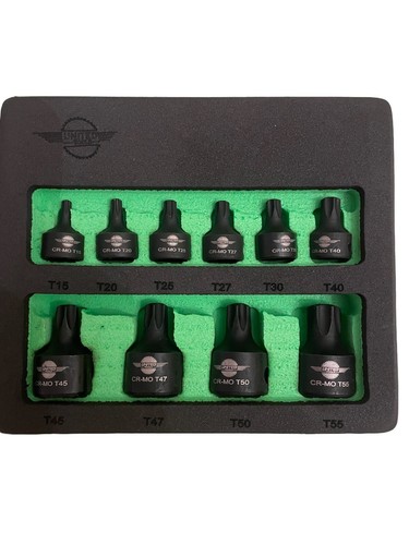 Low Profile 10pc Torx Bit Socket Set EXTRA STUBBY, SHORT S2 STEEL T15 ...