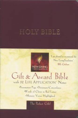 Gift and Award Bible (New Living Translation - NLT) Burgundy Cover ...
