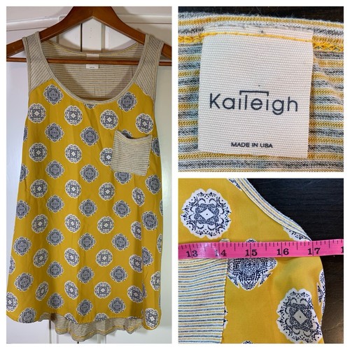 Kaleigh Tank Top Women's Medium Mustard Yellow Flowy Mixed Boho USA ...