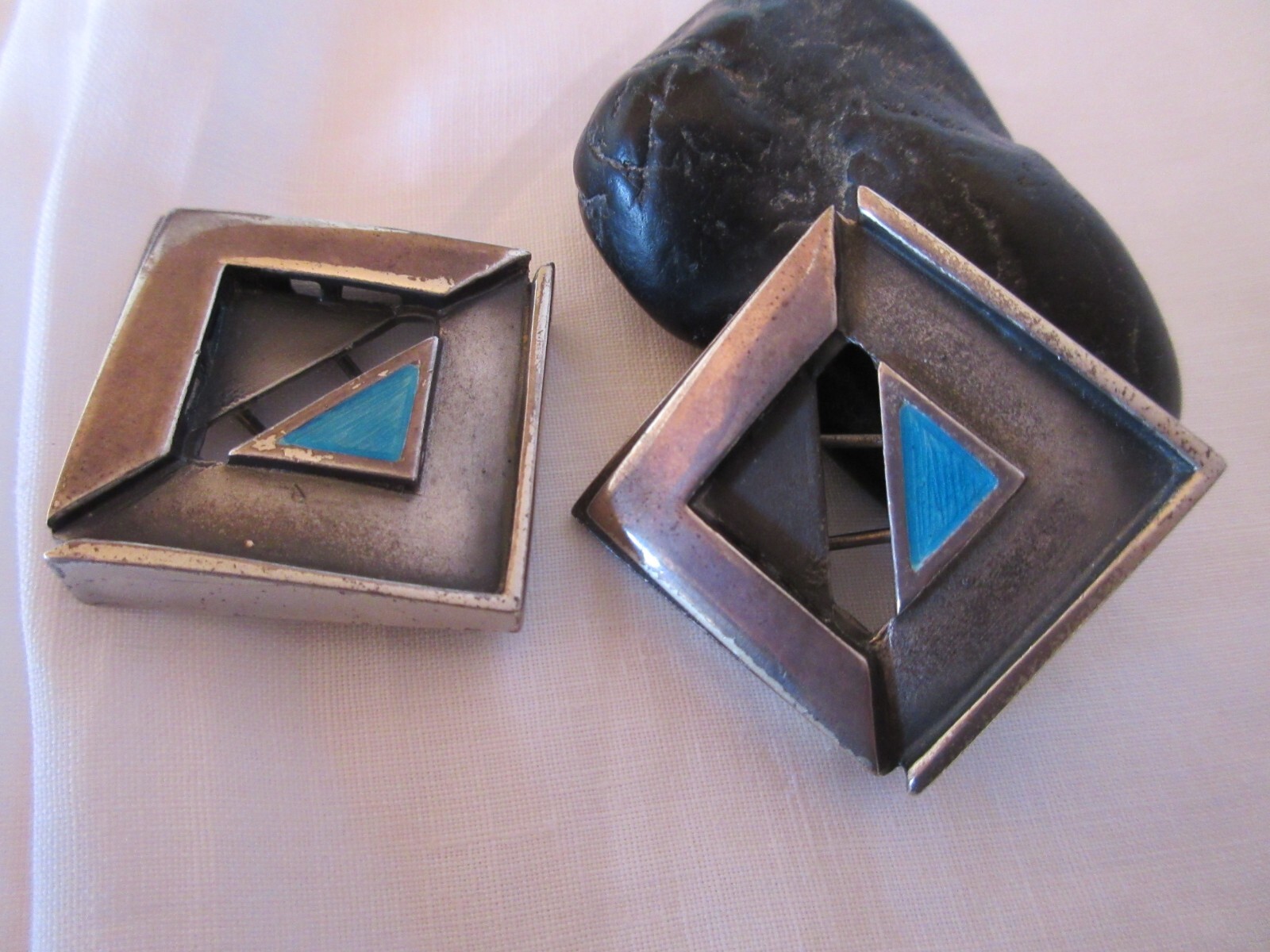 OTTAVIANI Italy Sterling Silver Blue Enamel Abstract … - Gem