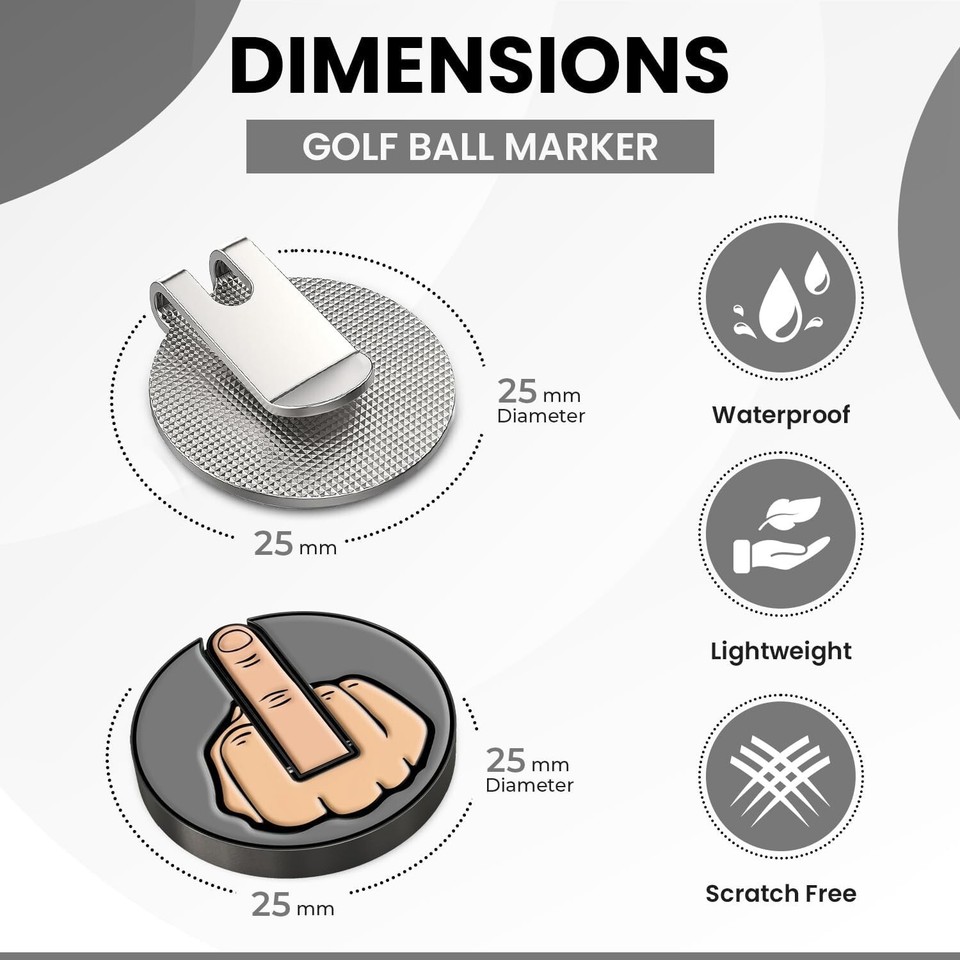 Middle Finger Golf Ball Marker with Magnetic Hat Clip Gray | eBay