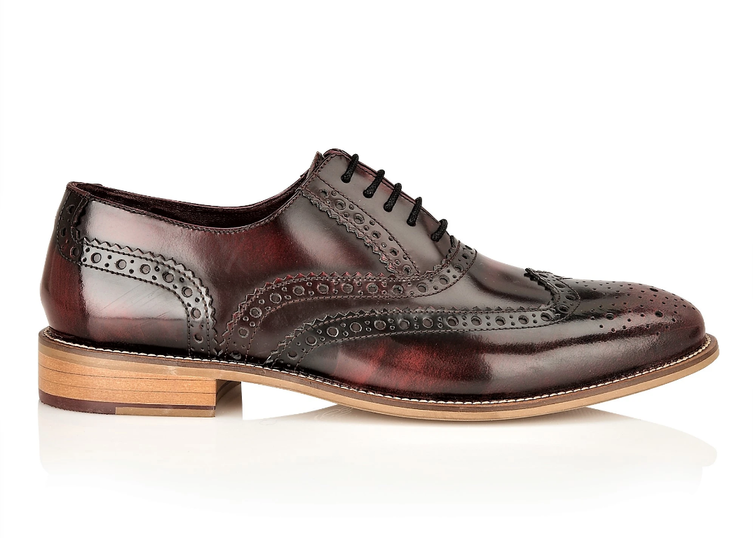 London Brogues Gatsby Mens Leather Two Tone Wingtip Formal Dress Work ...