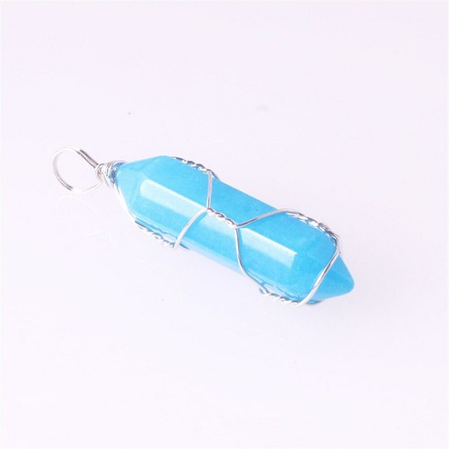 50pcs Wholesale Mixed Natural Stone Pillar Handmade Silver Iron Wire ...