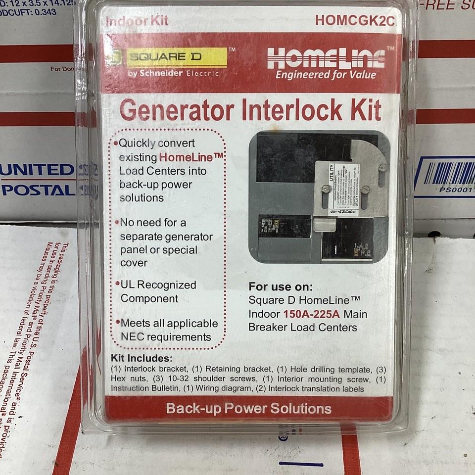 Square D Homeline 150A 200A 225A Panel Indoor Generator Interlock Kit ...