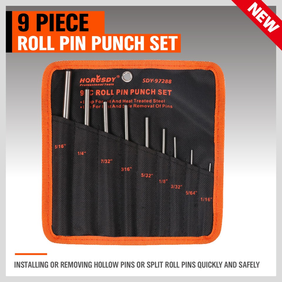 9pc Forged Steel Roll Pin Punch Set With Storage Pouch Jewelry Watches ...