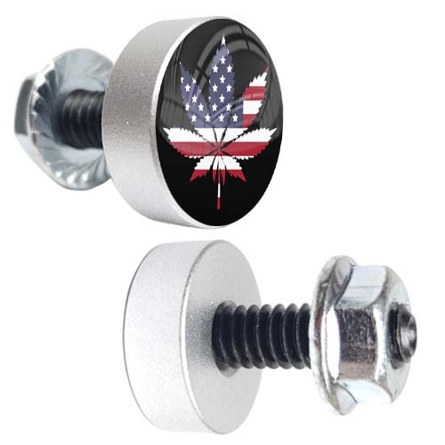 2 Silver Billet Motorcycle License Plate Frame Tag Bolts - USA POT LEAF ...