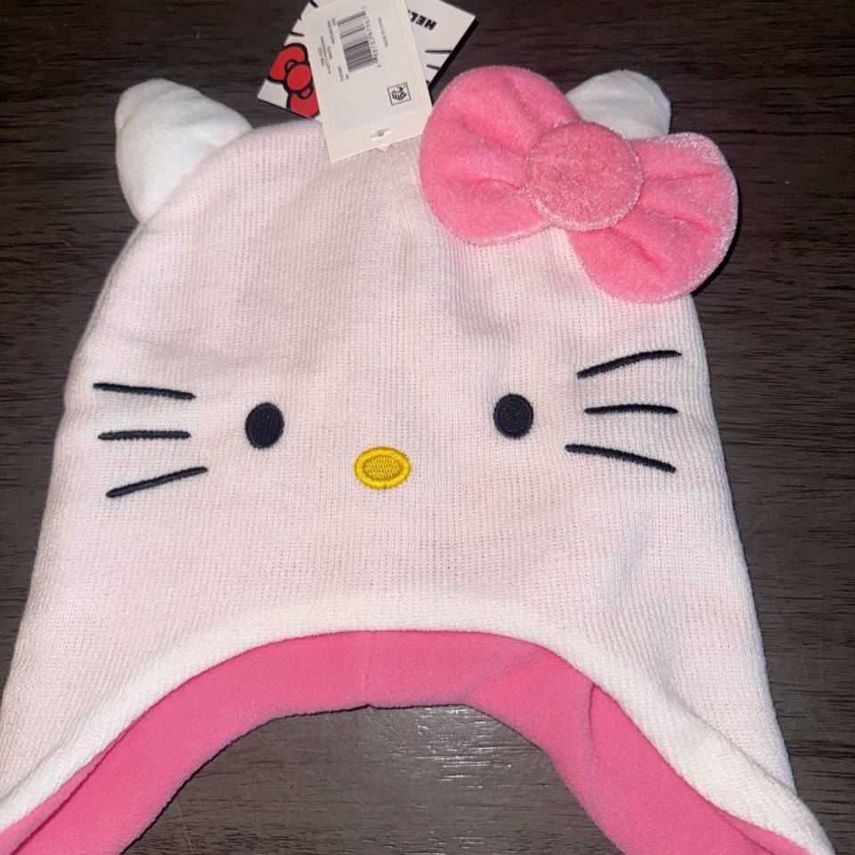 Hello Kitty Pink Bow Big Face Peruvian Adult Unisex Beanie One Size NWT ...