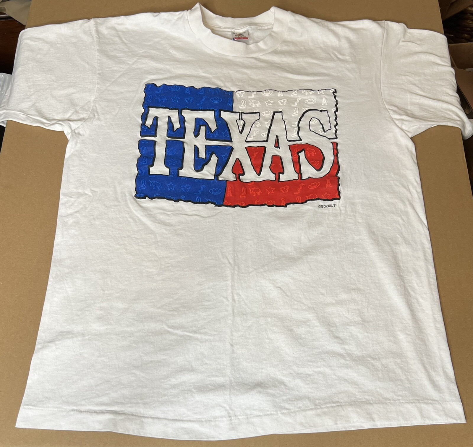 VTG 1991 Texas Flag Single Stich Fruit of the loom T … - Gem