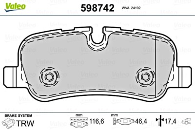 VALEO Disc Brake Pad Set Rear For LAND ROVER Discovery III IV Sport ...
