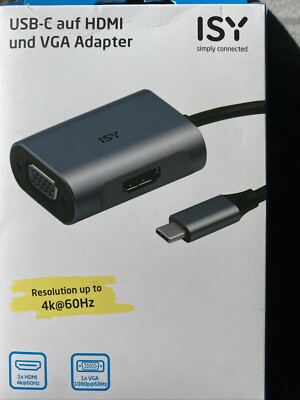 ISY IAD 1017-1 USB-C TO HDMI & VGA Adapter, Silber Aluminium | eBay.de