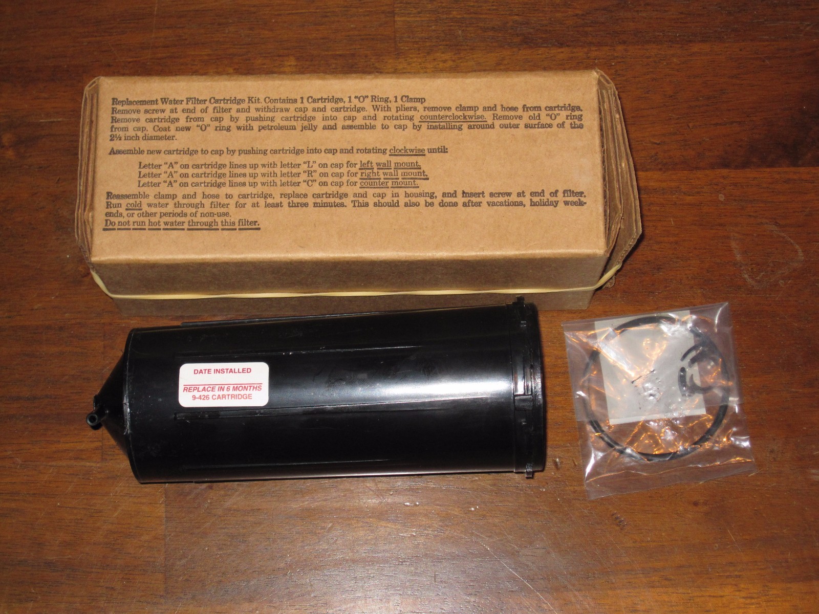 Replacement Airflex Water Filter Cartridge, O Ring & Clamp, Part No 9 ...