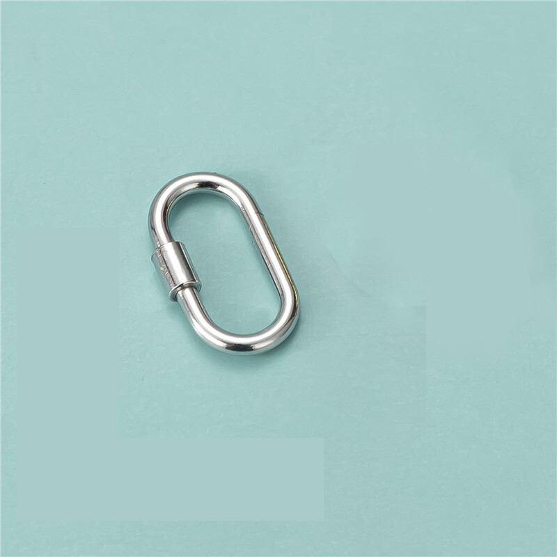 1 PC 925 Sterling Silver Oval Link Lock Enhancer Bail Carabiner Clasp ...