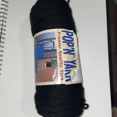 Vintage Pop’N Yarn PREMIER QUALITY YARN #A6-102 Black - 6oz 170g Made ...