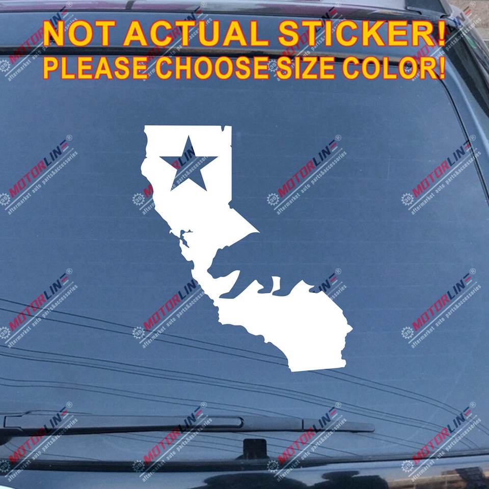 Map of California Flag Star Bear Car Decal Sticker Cali State Choose ...