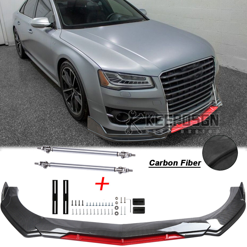 CARBON FIBER Front Bumper Lip Splitter Body Kit Parts Rods for Audi S8 ...