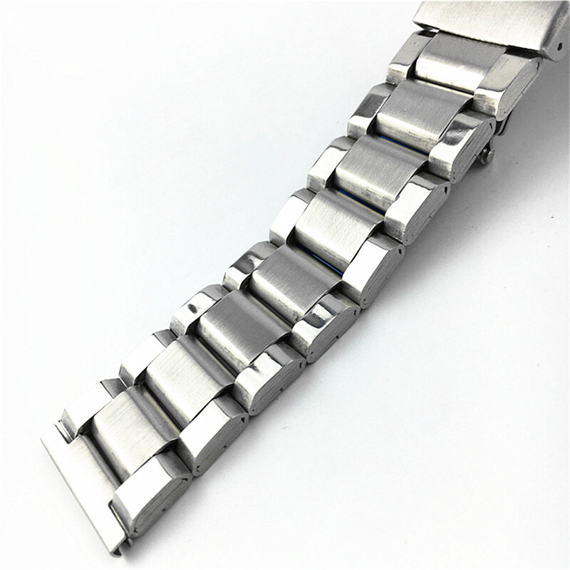 Silver Stainless Steel Piece Watch Band 20 22mm 24mm Strap Security ...