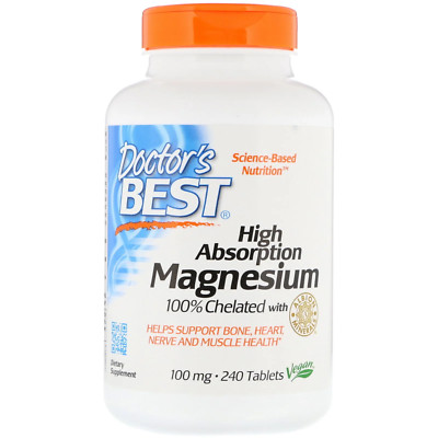 Doctor's Best, High Absorption Magnesium, 240 Tablets (100 mg Per ...