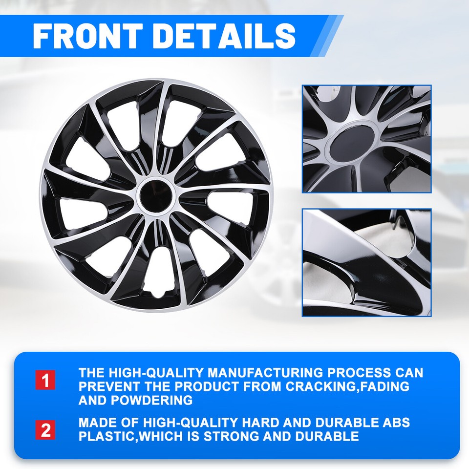 17" Silver Black Set of 4 Wheel Covers Rim HubCaps fit R17 Tire & Steel ...