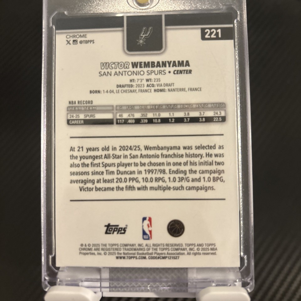 🔥🏀 2025-26 Topps Chrome Victor Wembanyama Yellow Basketball Border 009/ ...