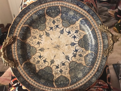 Very Rare Mid Century Porcelain Center Plate With Brass Handles | eBay