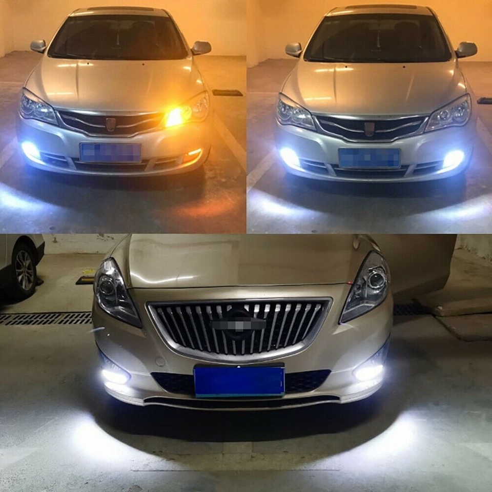 6" White&Amber LED Headlight Daytime Strip Running Sequential Turn ...