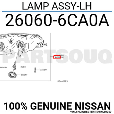 260606CA0A Genuine Nissan LAMP ASSY-LH 26060-6CA0A | eBay