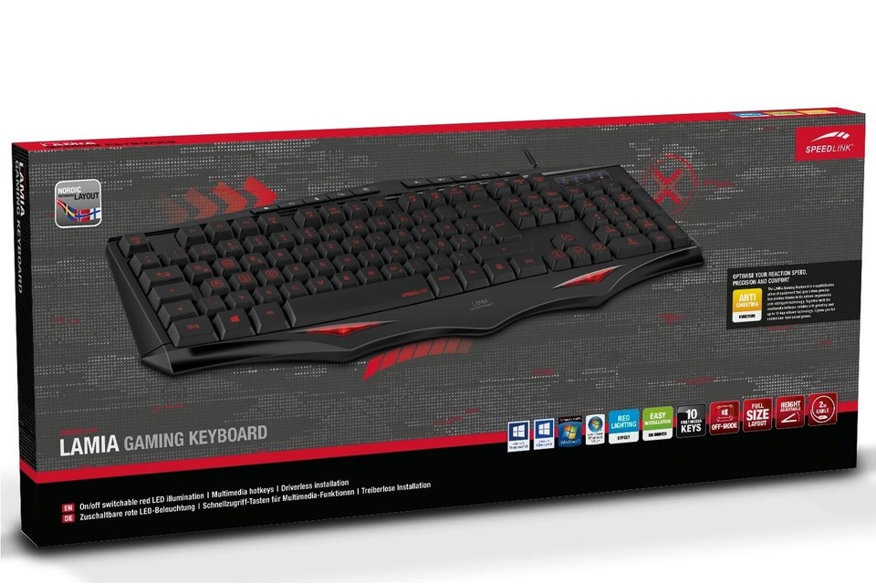 Speedlink USB LED Gaming Keyboard SWE Sweden Swedish QWERTY Layout | eBay